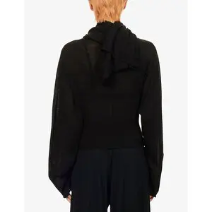 Rick Owens Draped Scarf Long-sleeve Wool Jumper