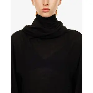 Rick Owens Draped Scarf Long-sleeve Wool Jumper