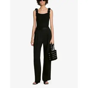 Sandro Floral-embellished Knitted Bodysuit