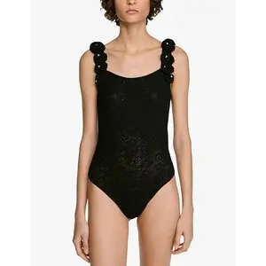 Sandro Floral-embellished Knitted Bodysuit