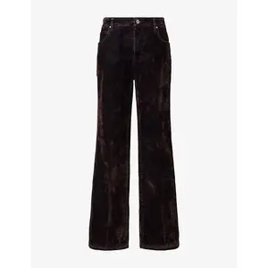Amiri Flared-leg Flocked Denim Jeans - Husk