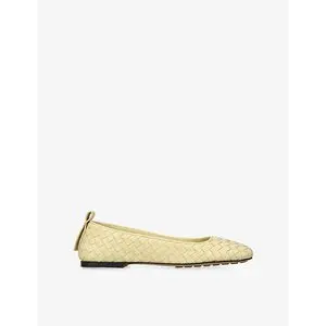 Bottega Veneta Charlotte Woven Leather Ballerina Flats - Yellow