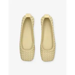 Bottega Veneta Charlotte Woven Leather Ballerina Flats