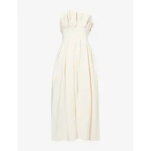 Khaite Claude Pleated Midi Dress - Cream