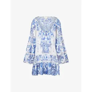 Camilla Ceramic Print Silk And Cotton Mini Dress