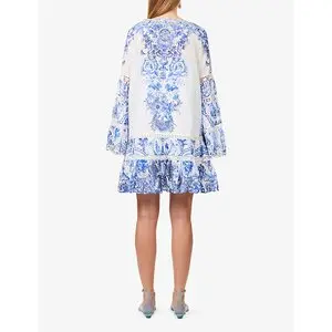 Camilla Ceramic Print Silk And Cotton Mini Dress