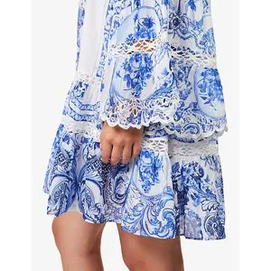 Camilla Ceramic Print Silk And Cotton Mini Dress