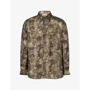 UMA WANG Tab Floral-pattern Woven Shirt - Green/grey