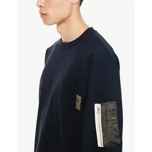Sacai Zip-pocket Long-sleeve Cotton T-shirt