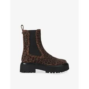 Kurt Geiger Leopard-print Suede Embellished Ankle Boots - Brown/oth