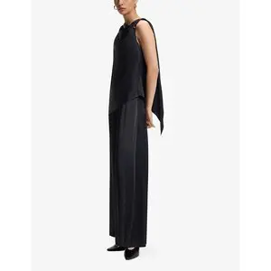 BOSS Gathered Detail Straight Leg Satin Jumpsuit
