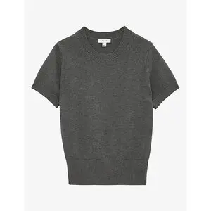 REISS Rita Short-sleeved Wool And Cotton Top