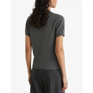 REISS Rita Short-sleeved Wool And Cotton Top
