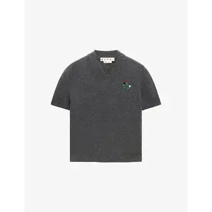 Marni Flower Embroidered V-neck Short Sleeve Jumper - Fln60