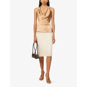 THE DROPPED COLLECTION Cowl-neck Sleeveless Silk Top