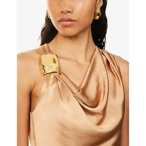 THE DROPPED COLLECTION Cowl-neck Sleeveless Silk Top