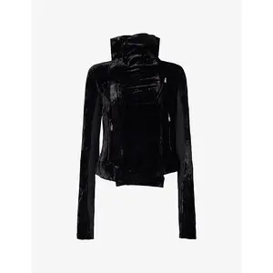 Rick Owens Biker High-neck Velvet Jacket - Black