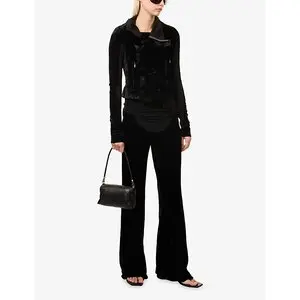 Rick Owens Biker High-neck Velvet Jacket - Black