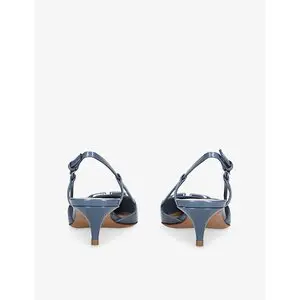 Valentino Garavani Vlogo 40 Heeled Patent-leather Slingbacks