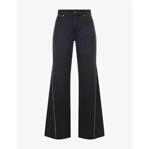 7 For All Mankind Lotta Flared Cotton Denim Blend Jeans - Nocturne
