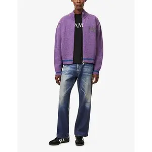 THAMES Logo Appliqué Zip-up Wool-blend Cardigan