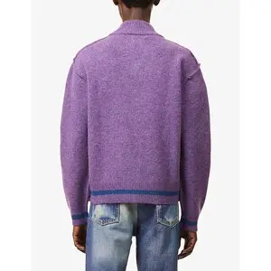 THAMES Logo Appliqué Zip-up Wool-blend Cardigan