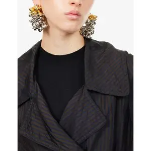 Dries Van Noten Rolana Stripe-pattern Cupro Trench Coat
