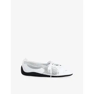 PUMA Ballet Nova Leather Trainers - White Silver