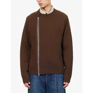 Sacai Zip Embroidered-logo Wool Jumper