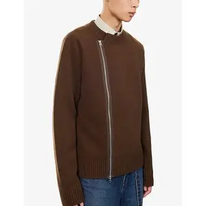 Sacai Zip Embroidered-logo Wool Jumper