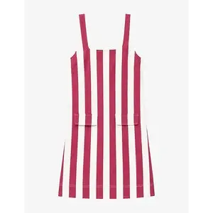 RO&ZO Sleeveless Stretch-cotton Mini Dress With Stripe Pattern - Red