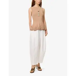 ASHLYN Greer Sheer Crew-neck Woven Top - Tan