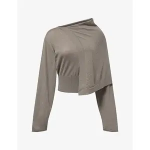 Rick Owens Draped Scarf Long-sleeve Wool Jumper - Dust
