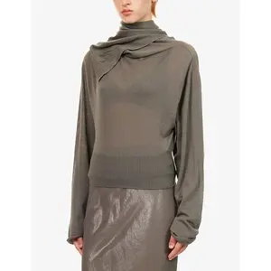 Rick Owens Draped Scarf Long-sleeve Wool Jumper