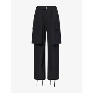 Sacai Straight-leg High-rise Wool-blend Cargo Trousers