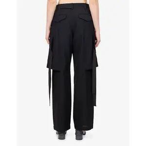 Sacai Straight-leg High-rise Wool-blend Cargo Trousers