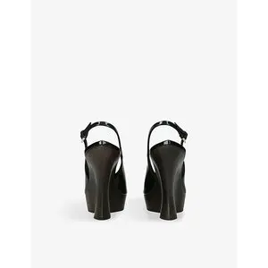 Alaïa Patent Leather Wedge Slingback Pumps