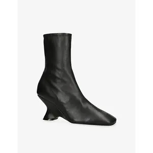 Dries Van Noten Sculptural Wedge Leather Ankle Boots
