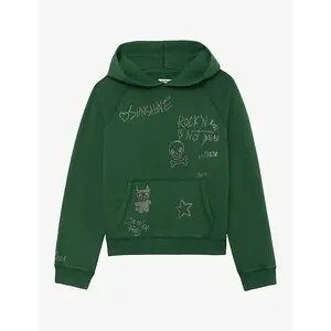 Zadig&Voltaire Georgy Relaxed-fit Cotton Hoody With Rhinestone Embellishments - Rain Forest