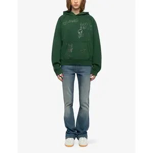Zadig&Voltaire Georgy Relaxed-fit Cotton Hoody With Rhinestone Embellishments - Rain Forest
