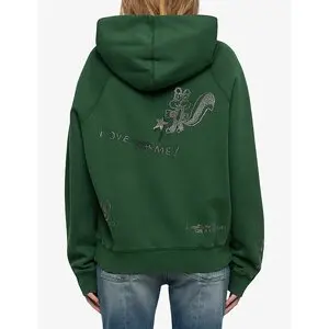 Zadig&Voltaire Georgy Relaxed-fit Cotton Hoody With Rhinestone Embellishments - Rain Forest