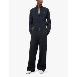 WALES BONNER Crochet-stripe Zip-up Knitted Track Top - Navy