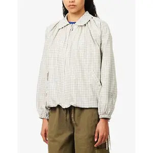 DAMSON MADDER Lailah Gingham Woven Bomber Jacket - Oyster