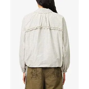 DAMSON MADDER Lailah Gingham Woven Bomber Jacket - Oyster