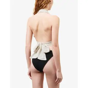 Hunza G Polka-dot Halterneck Stretch-woven Top