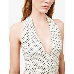 Hunza G Polka-dot Halterneck Stretch-woven Top