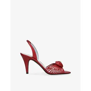 Valentino Garavani Royal Slingback 85 Leather Heeled Sandals - Wine