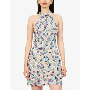 LA FUORI Beaded Floral Mini Dress
