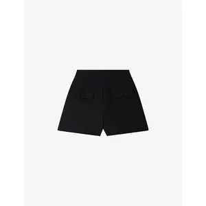 Sandro Patch-pocket High-rise Wool Shorts - Black