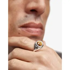 Monica Vinader Eclipse Gemstone Sterling And Tiger's Eye Signet Ring